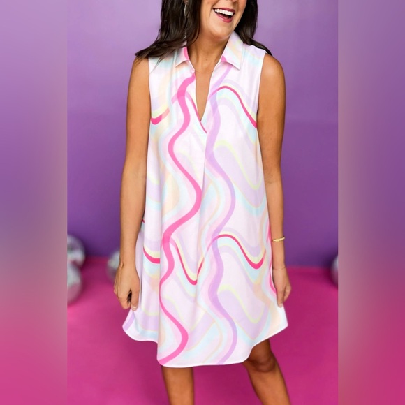 SSYS | Dresses | The Elise Collection Vibrant Pink And White Patterned ...
